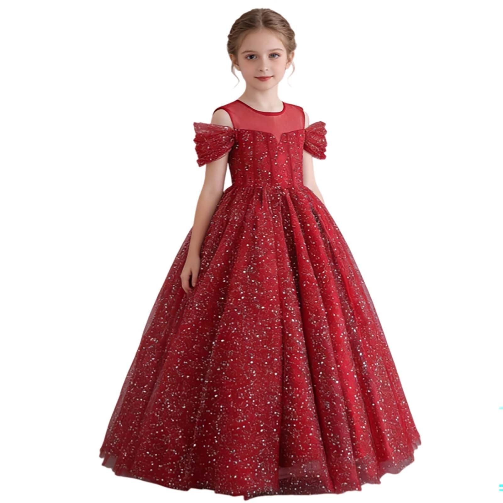 Shadoumai 2T Dresses for Toddler Girls Elegant Off Shoulder Party Gown ...