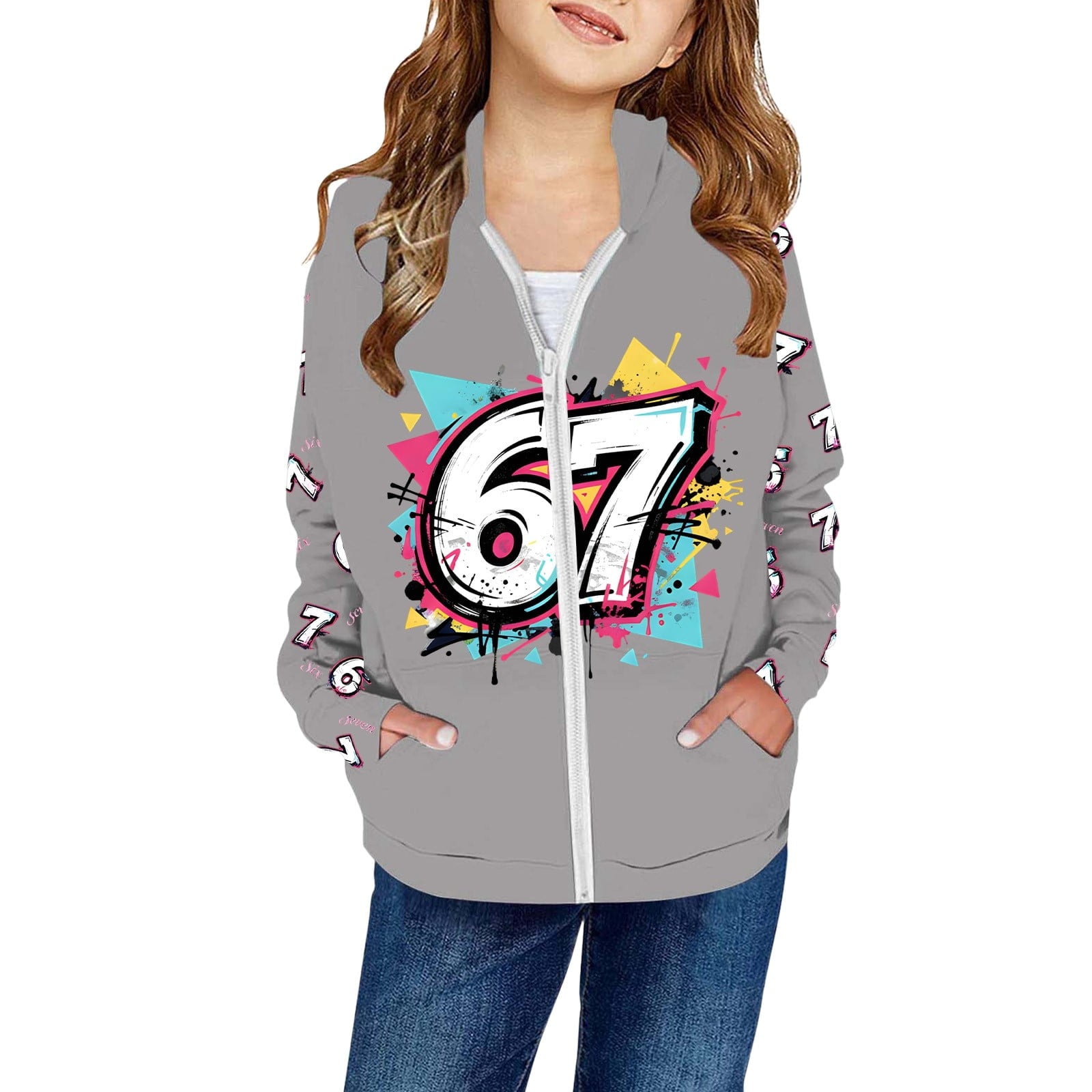 Shadoumai 67 Hoodie Girls Loose Preppy Cozy Soft 6 7 Hooded Pullover ...
