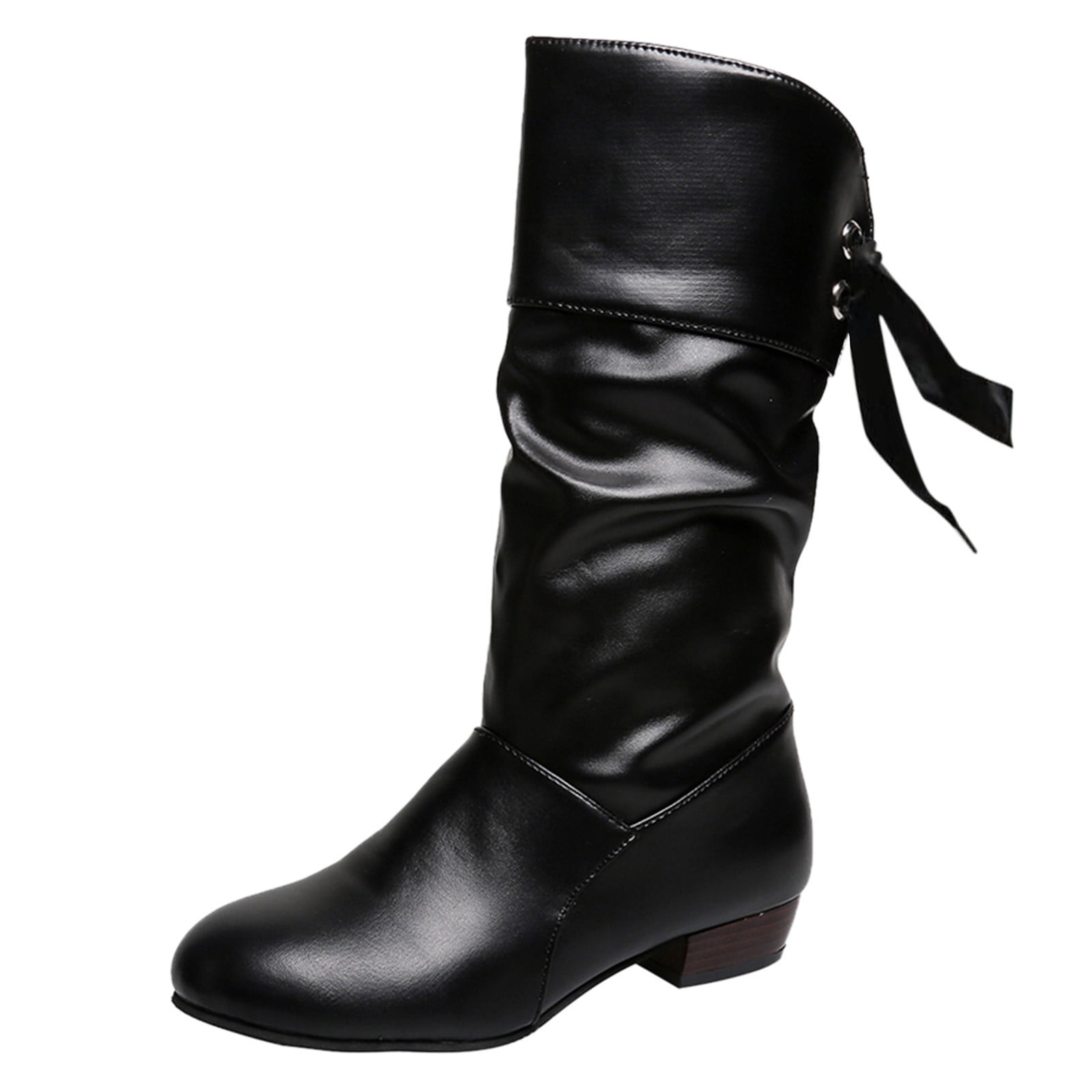 Shadoumai Ankle Boots for Women Wide Width Mid Calf Flat Heel Slouchy ...