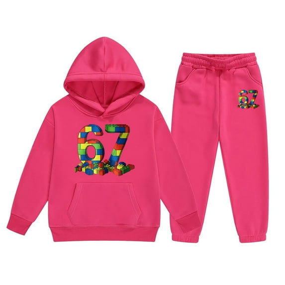 Shadoumai Boys Cartoon Number Print Hooded Sweatshirt and Jogger Pants ...