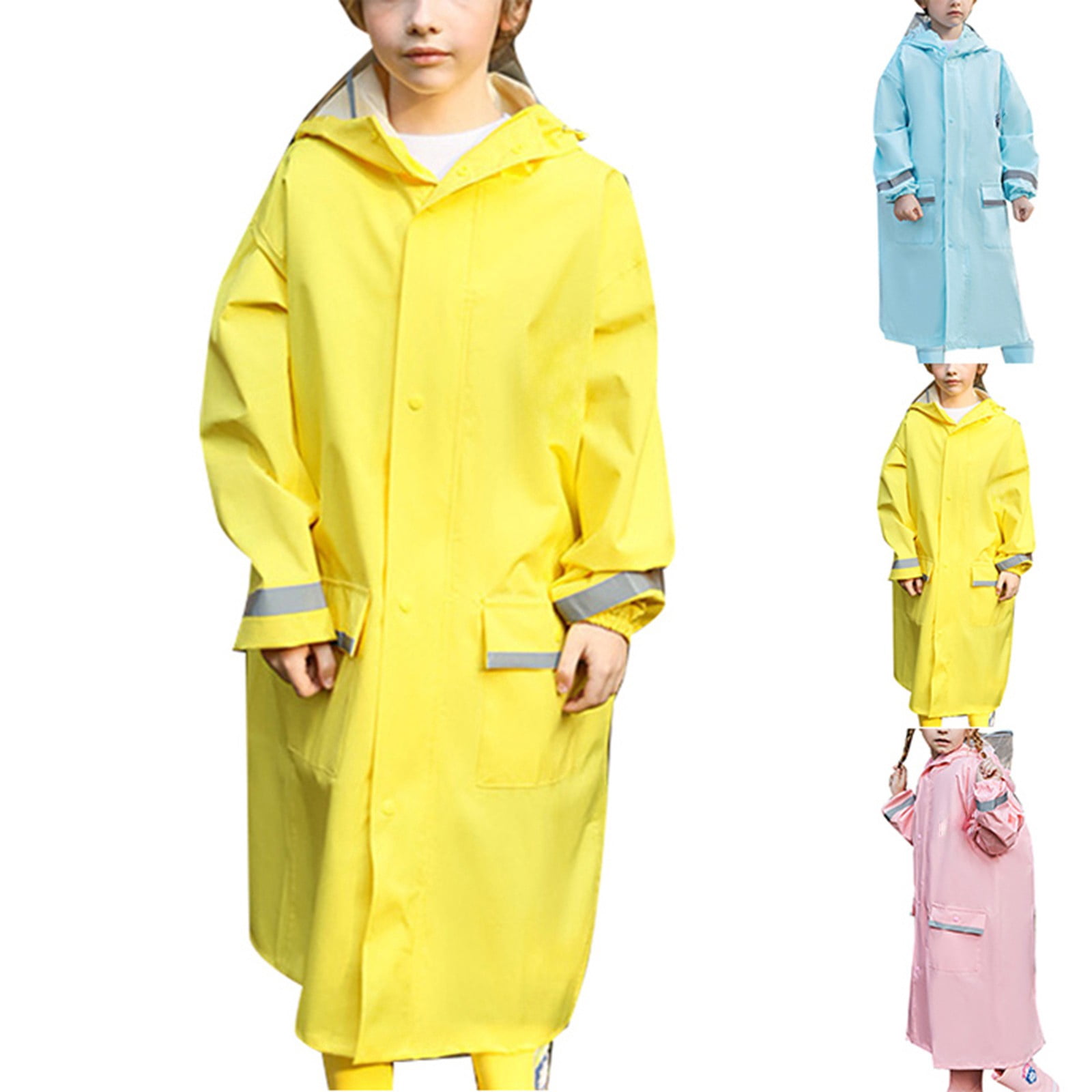 Shadoumai Boys Raincoat Lightweight Hooded Rain Wear For Kids Outdoor ...