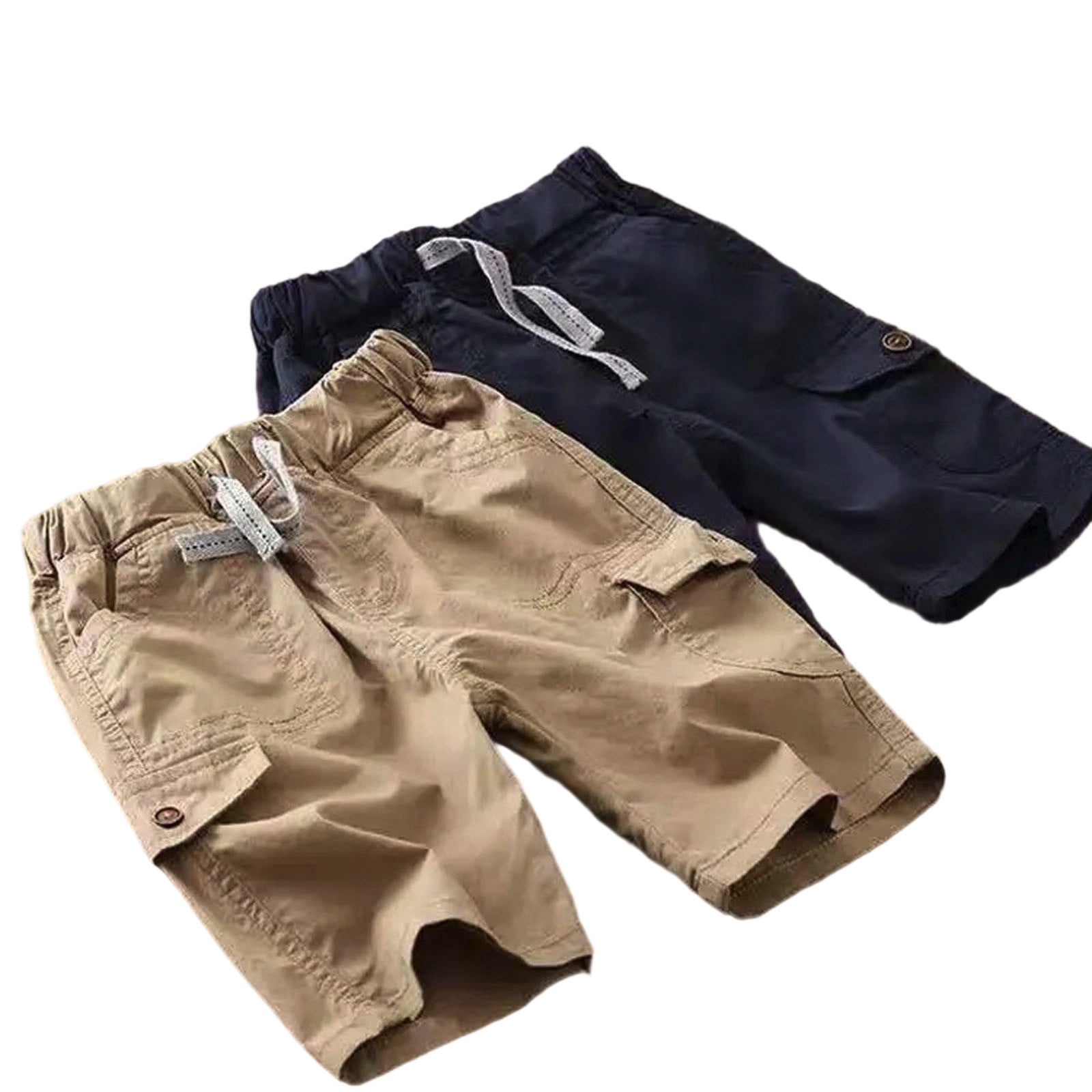 Shadoumai Cotton Cargo Shorts for Boys Knee Length Baggy Ripstop Shorts ...