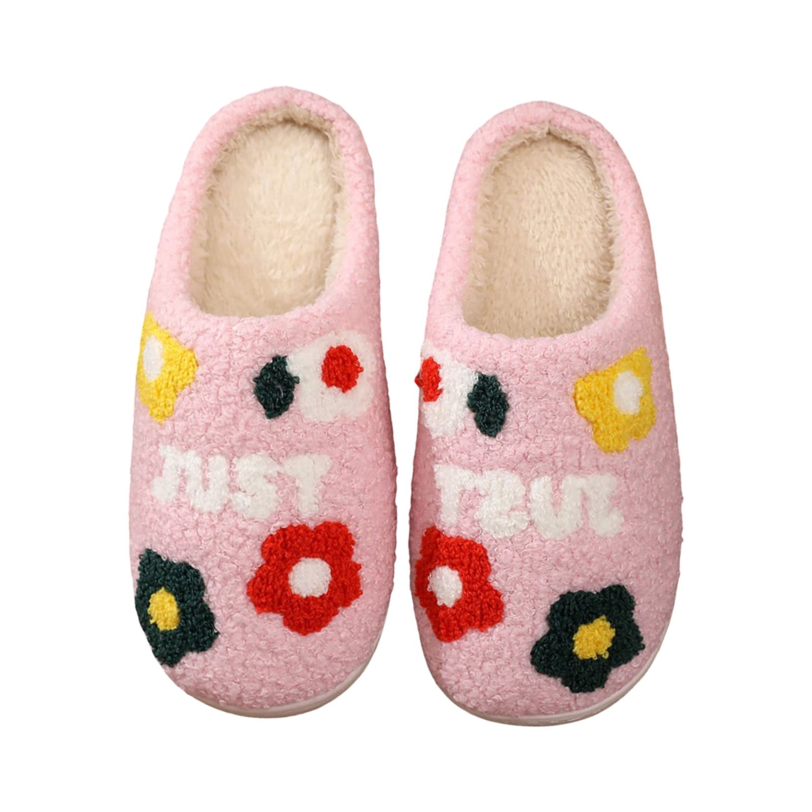Shadoumai Cozy Winter Floral Slippers For Women Indoor Outdoor ...