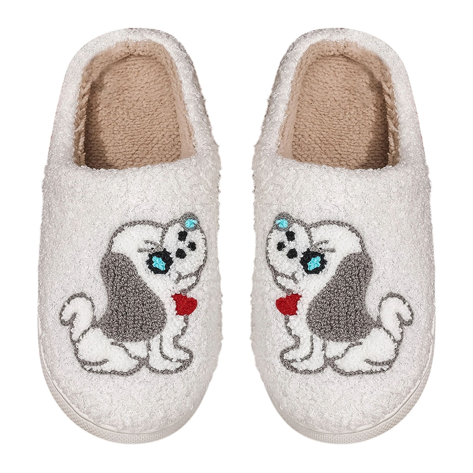 Shadoumai Dog Themed Womens Cozy Indoor Slippers With Sole For Autumn ...