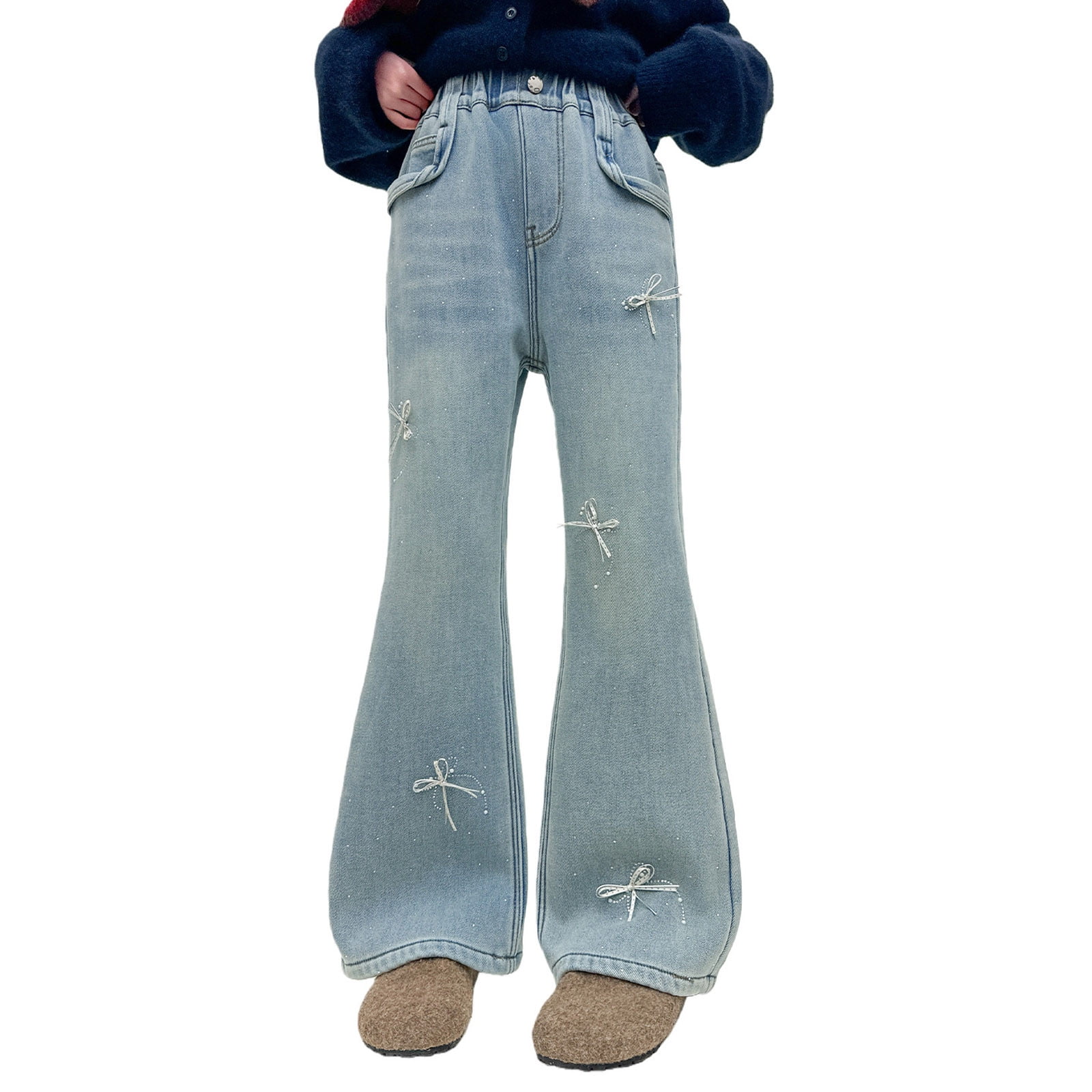 Shadoumai Girls Baggy Y2k Jeans Wide Leg Jean Straight Solid High ...