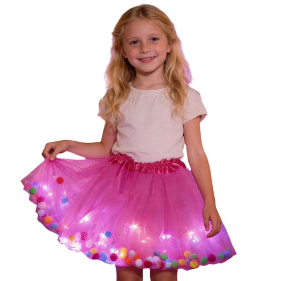 Shadoumai Girls Ballet Performance Tutu Skirt With Colorful Pom Poms ...