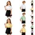 Shadoumai Girls Button Down Dress Shirts Kids Summer Short Sleeve ...