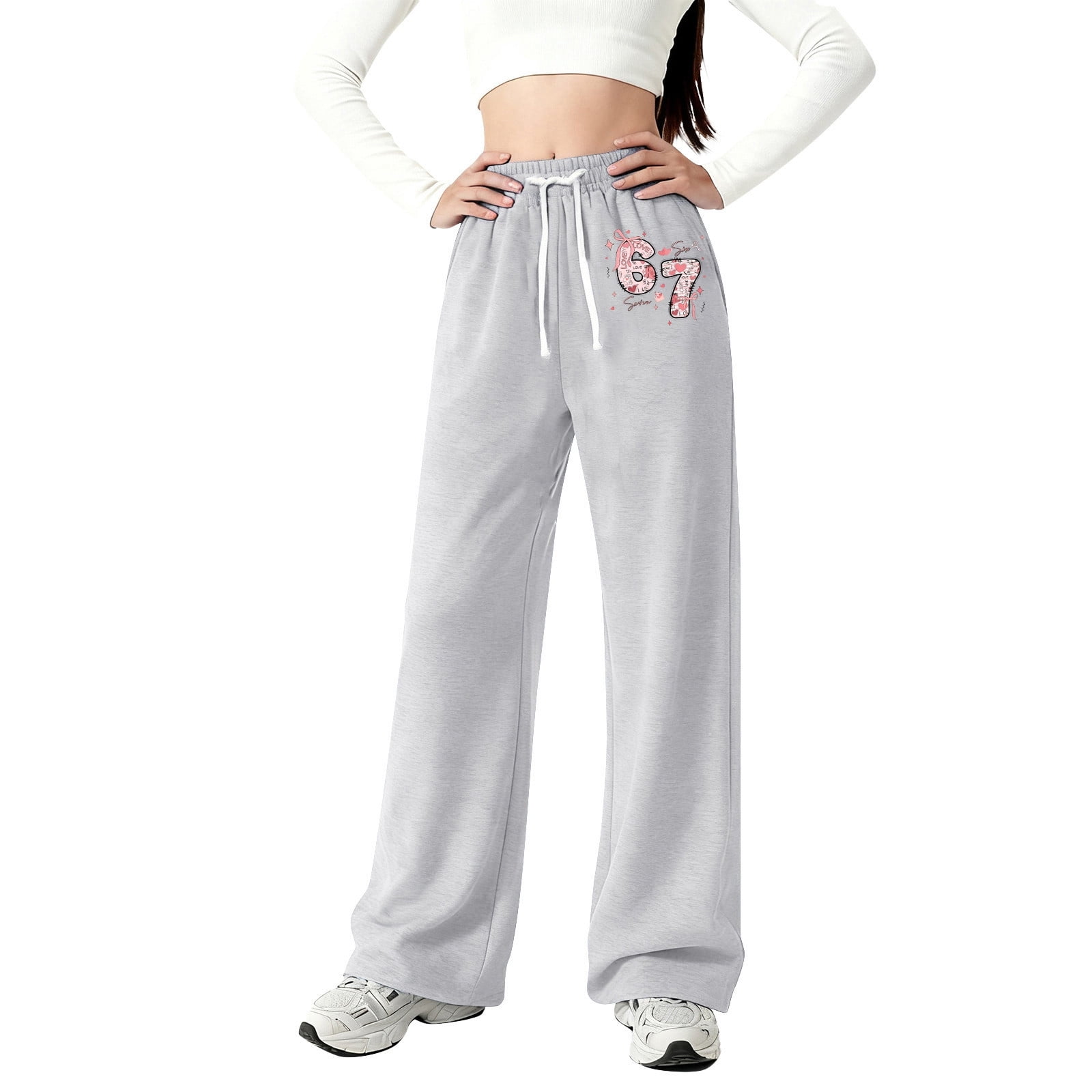 Shadoumai Girls Casual Wide Leg Trousers Loose Fit Comfortable Everyday ...