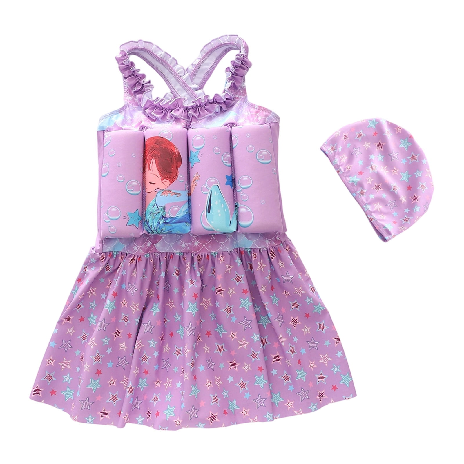 Shadoumai Girls Flotation Swimsuit with Skirt Design for Safe Water ...