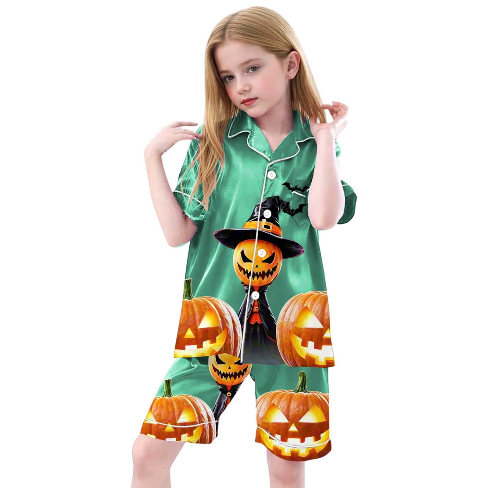 Shadoumai Girls Halloween Pajamas Set 3 Piece Imitation Silk Sleepwear ...