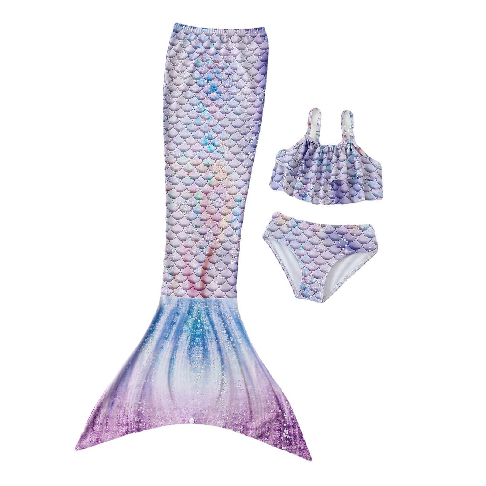 Shadoumai Girls Bathing Suits Fish Scale Bikini Bottoms Tail Cute Sling ...
