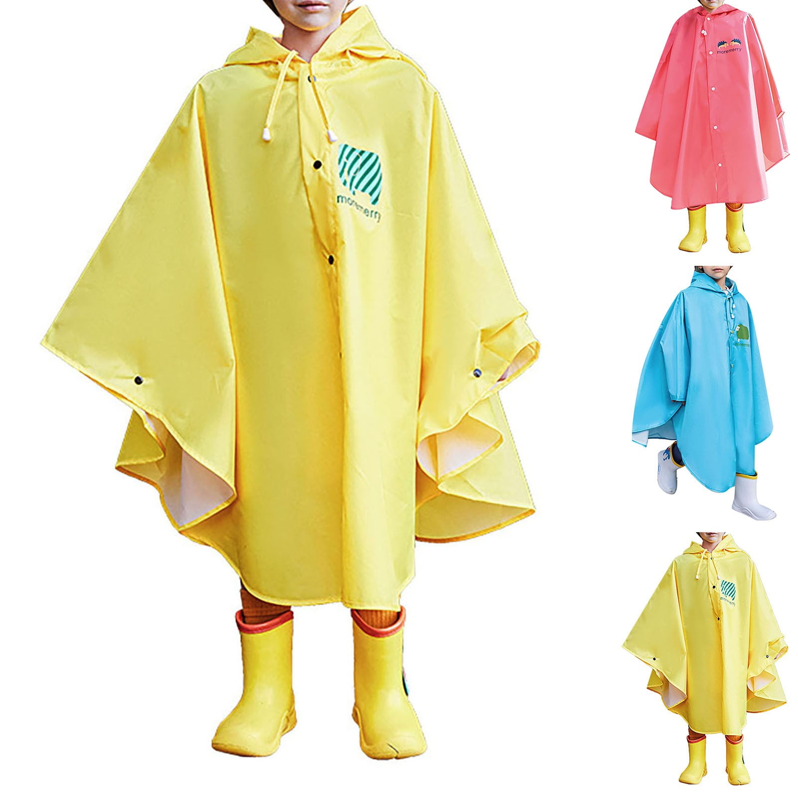 Shadoumai Girls Rain Poncho With Hood Lightweight Packable Rainwear For ...