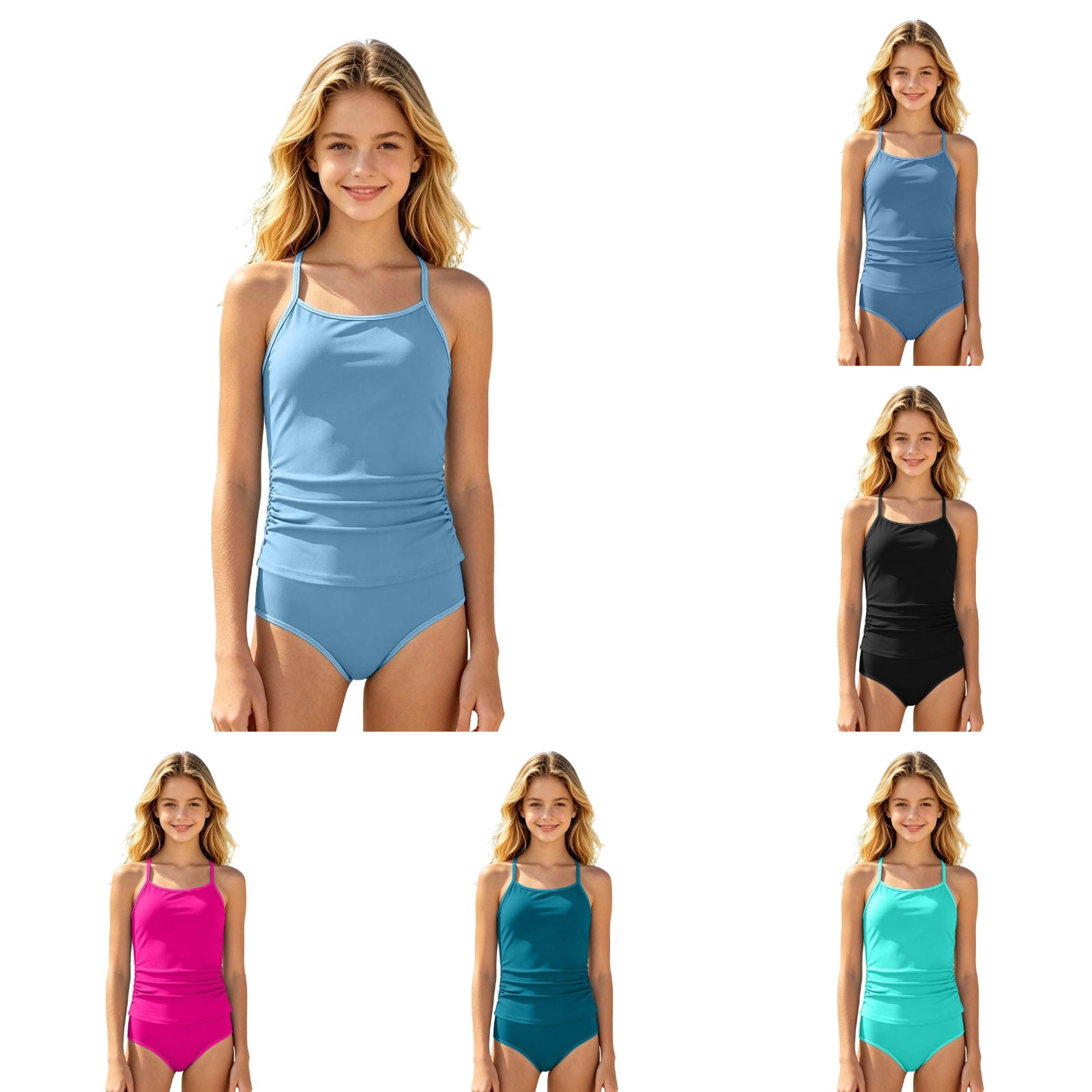 Shadoumai Girls Swimsuit One Piece Adjustable Strap Girls Swimwear ...