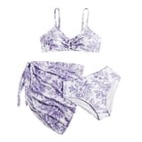 Shadoumai Girls Swimsuits 3 Piece Cutout Bikini for Adjustable Straps ...