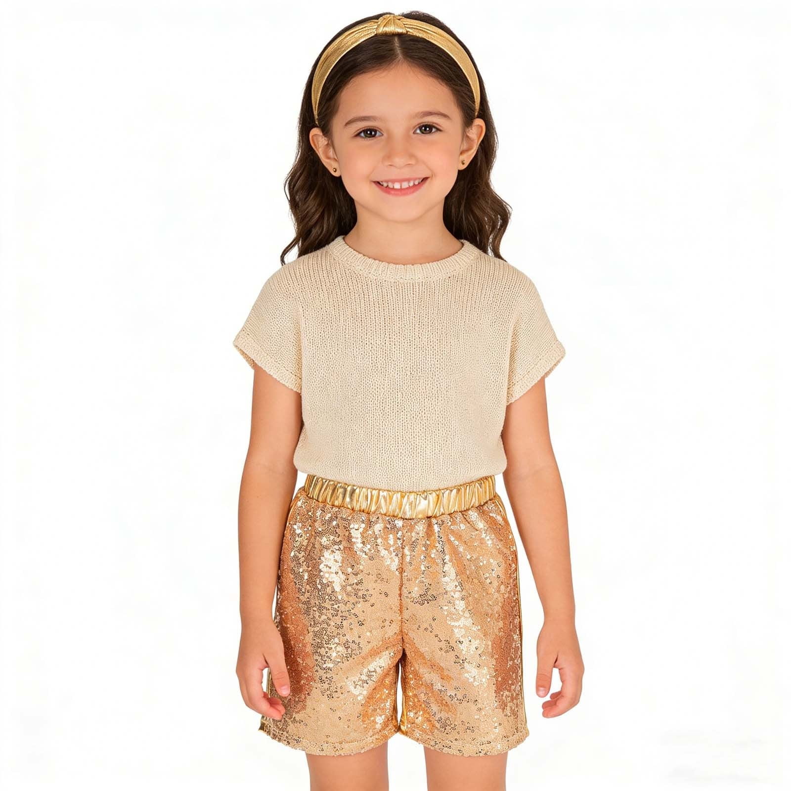 Shadoumai Glam Sequin Scale Design Hot Pants For Girls Playful Summer ...