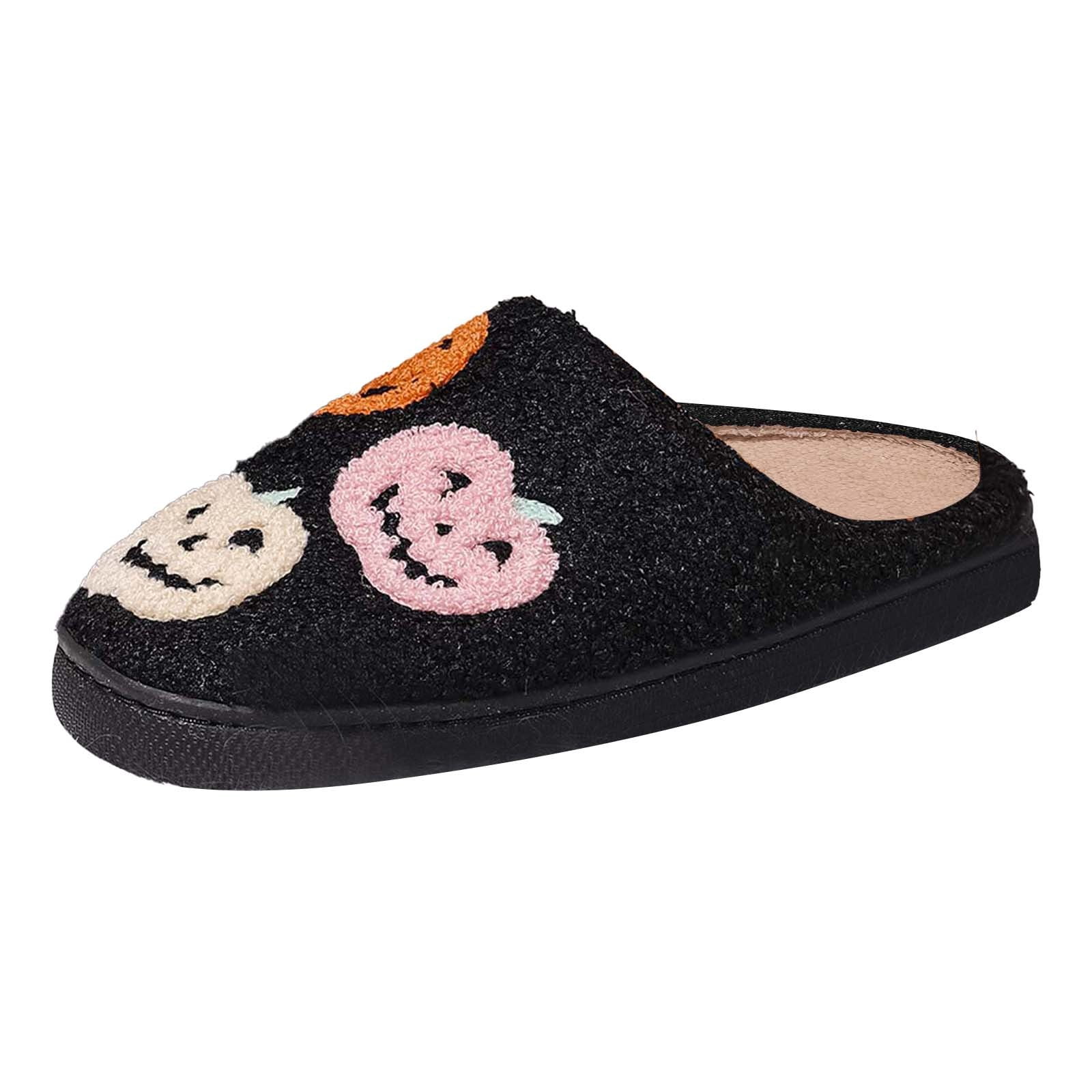 Shadoumai Halloween Slippers Pumpkin Slippers for Womens Mens Cute ...