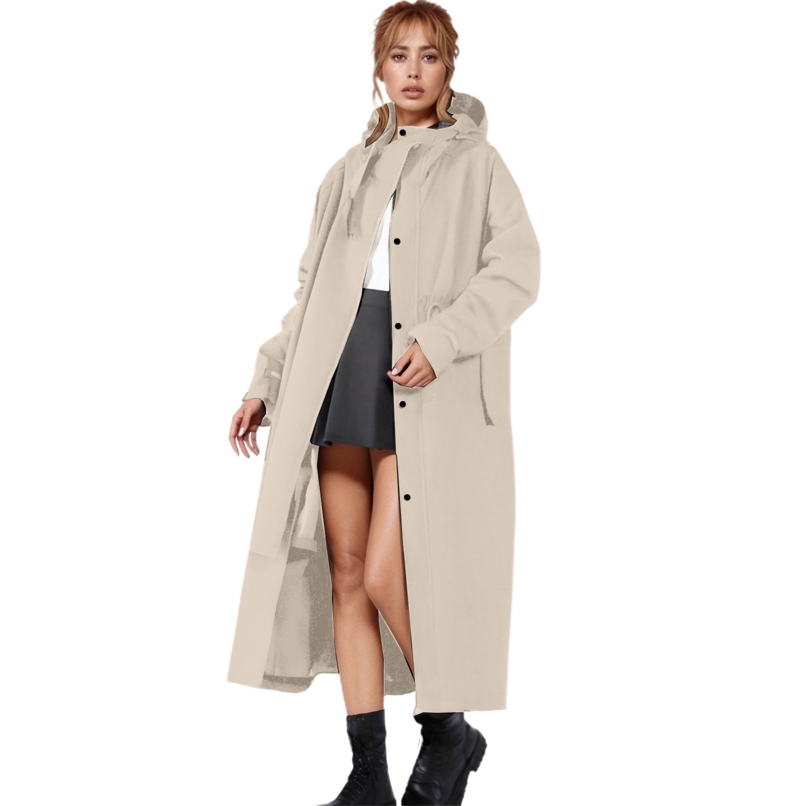 Shadoumai Long Rain Jackets For Women Waterproof, Raincoat Long Hooded ...