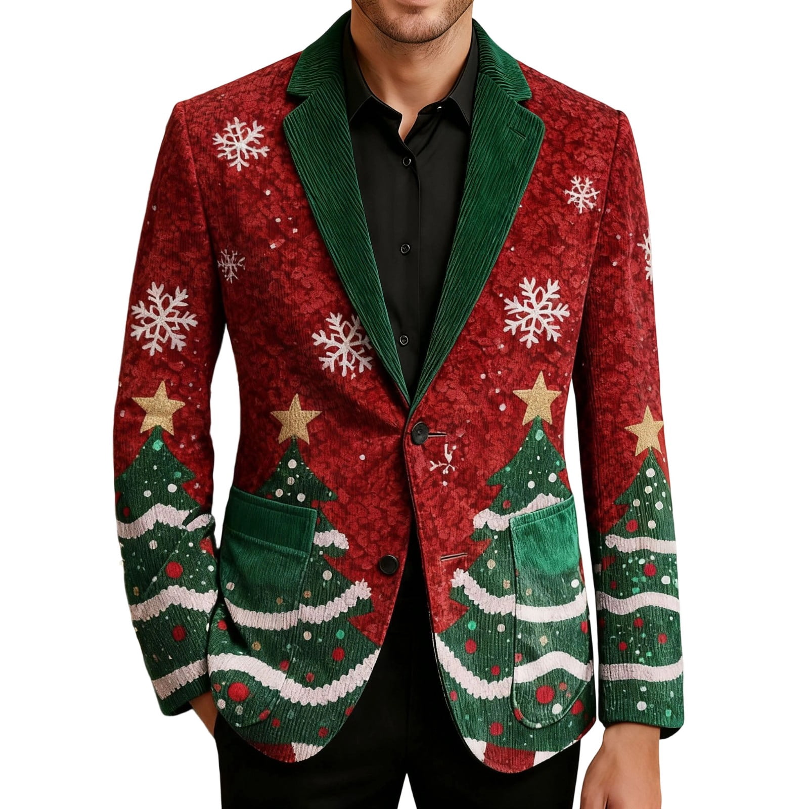 Shadoumai Mens Christmas Light Up Suit Jacket Slim Fit One Button ...