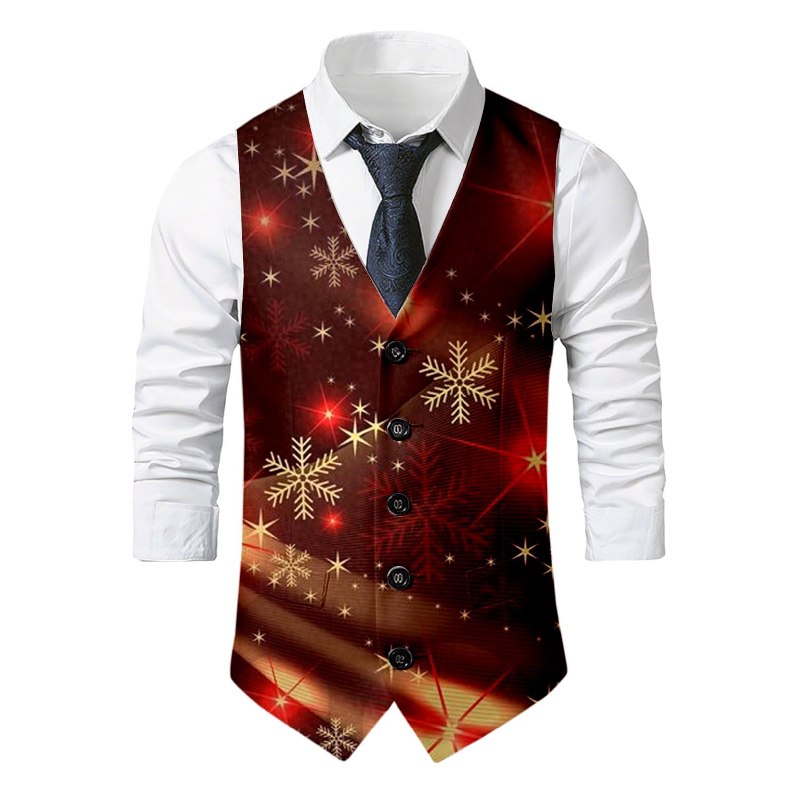 Shadoumai Mens Christmas Suit Vest Slim Fit Button Western Vests with ...