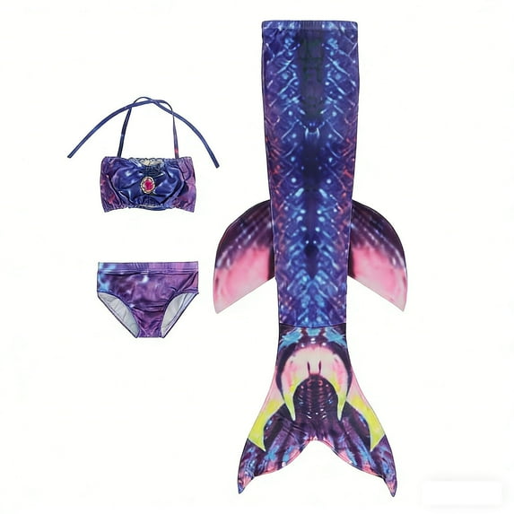 Shadoumai Swimsuit with Tail 4t Fish Scale Cute Ruffle Fish Tail Set ...