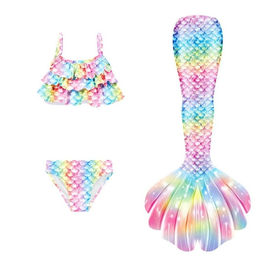 Shadoumai Swimsuit with Tail for Girls 7-8 Fish Scale Bikini Bottoms ...