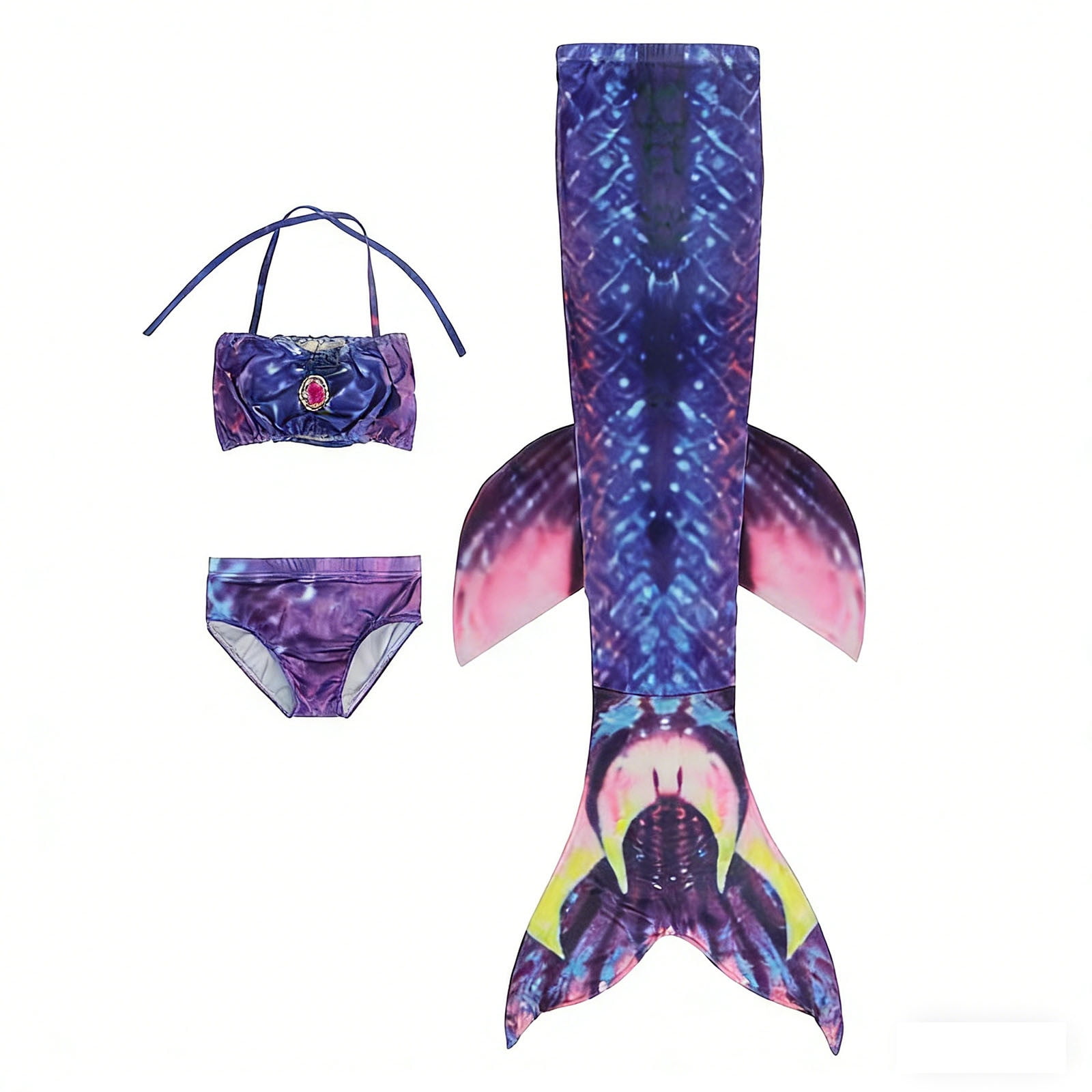 Shadoumai Tail Swimsuit Toddler Fishscale Ruffle Fish Tail Set Funny ...