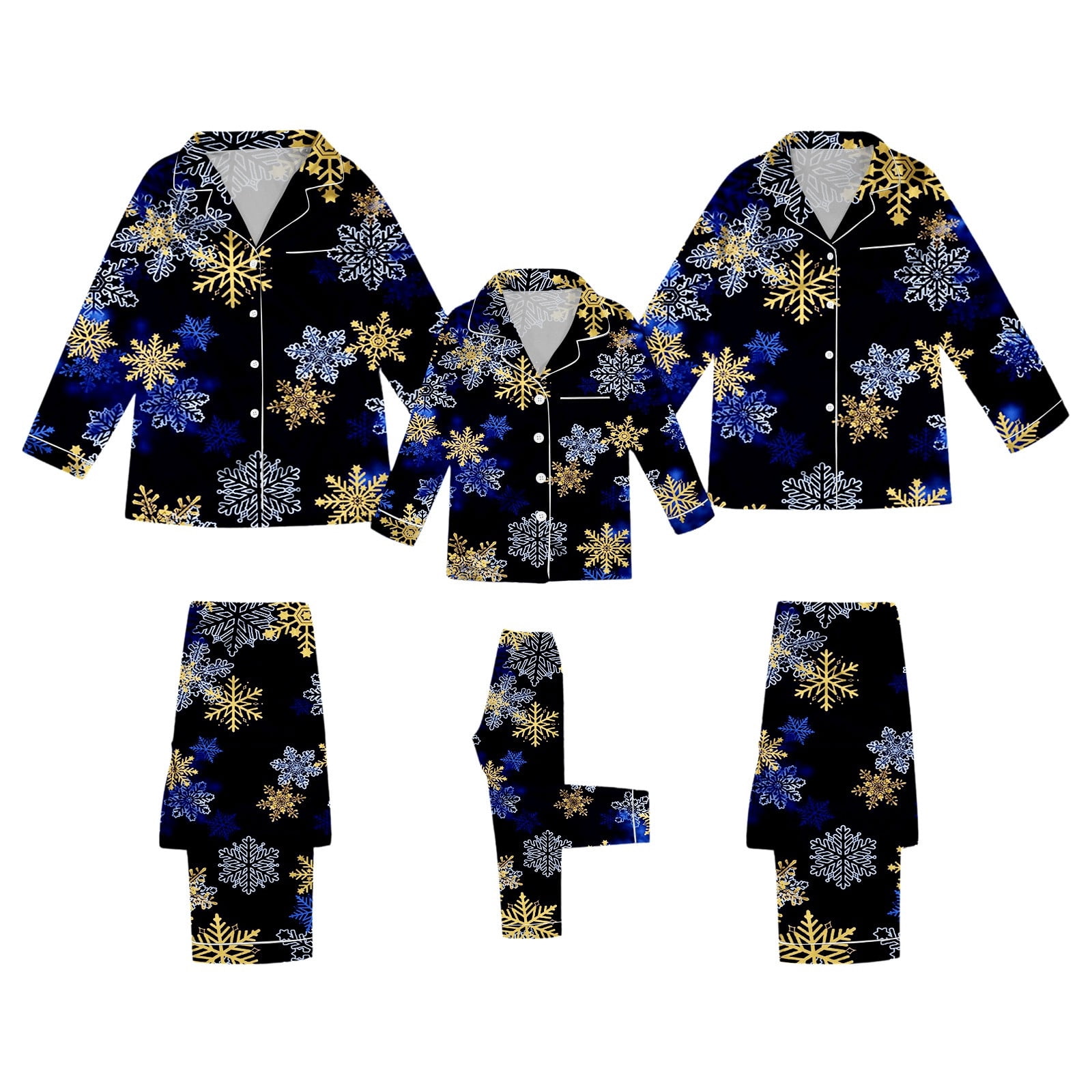Shadoumai Silk Stain Family Pajamas Matching Sets，2025 Button Down Snow ...