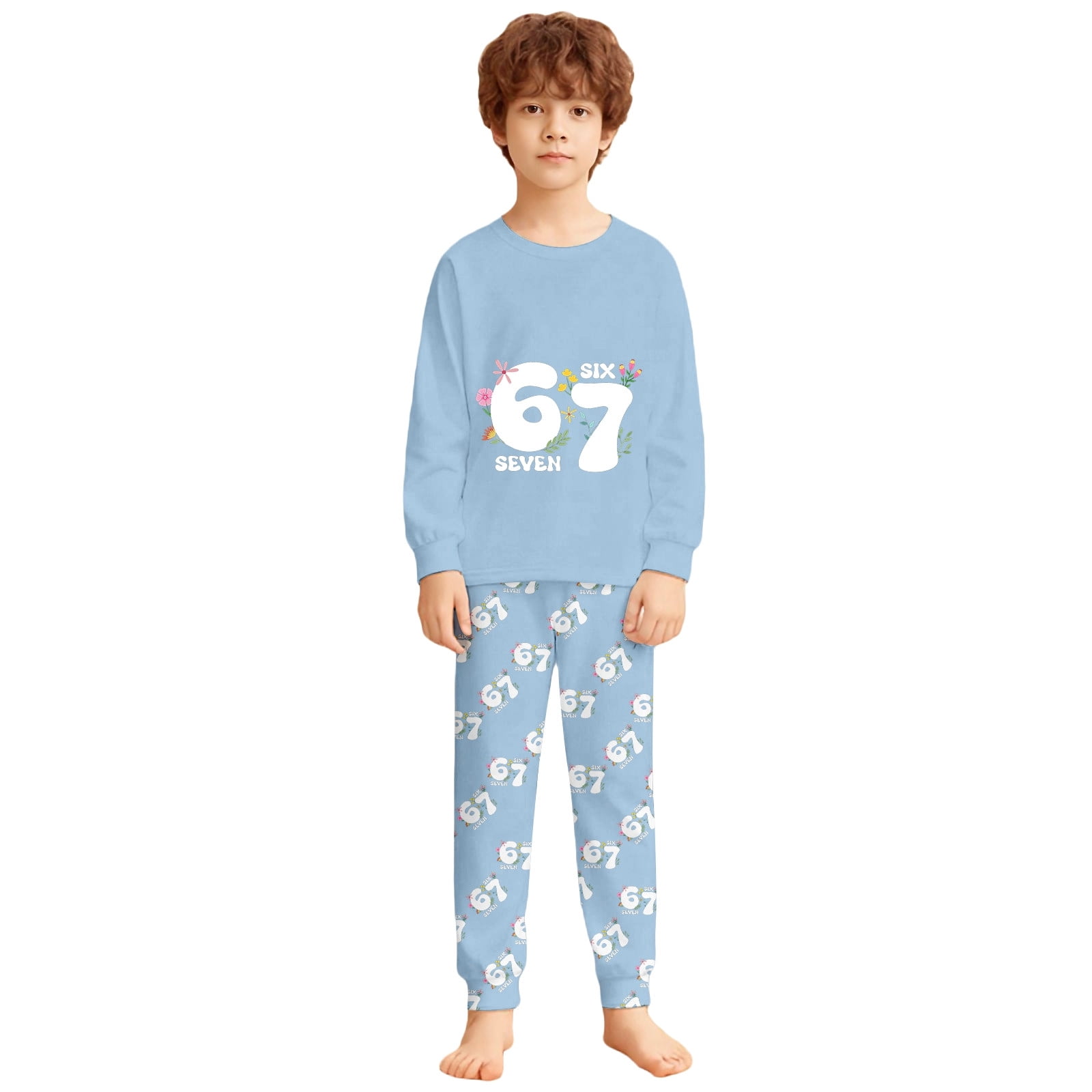 Shadoumai Uniesex Kids 67 2-Piece Outfit 6 7 Boys Girls Long Sleeve Top ...