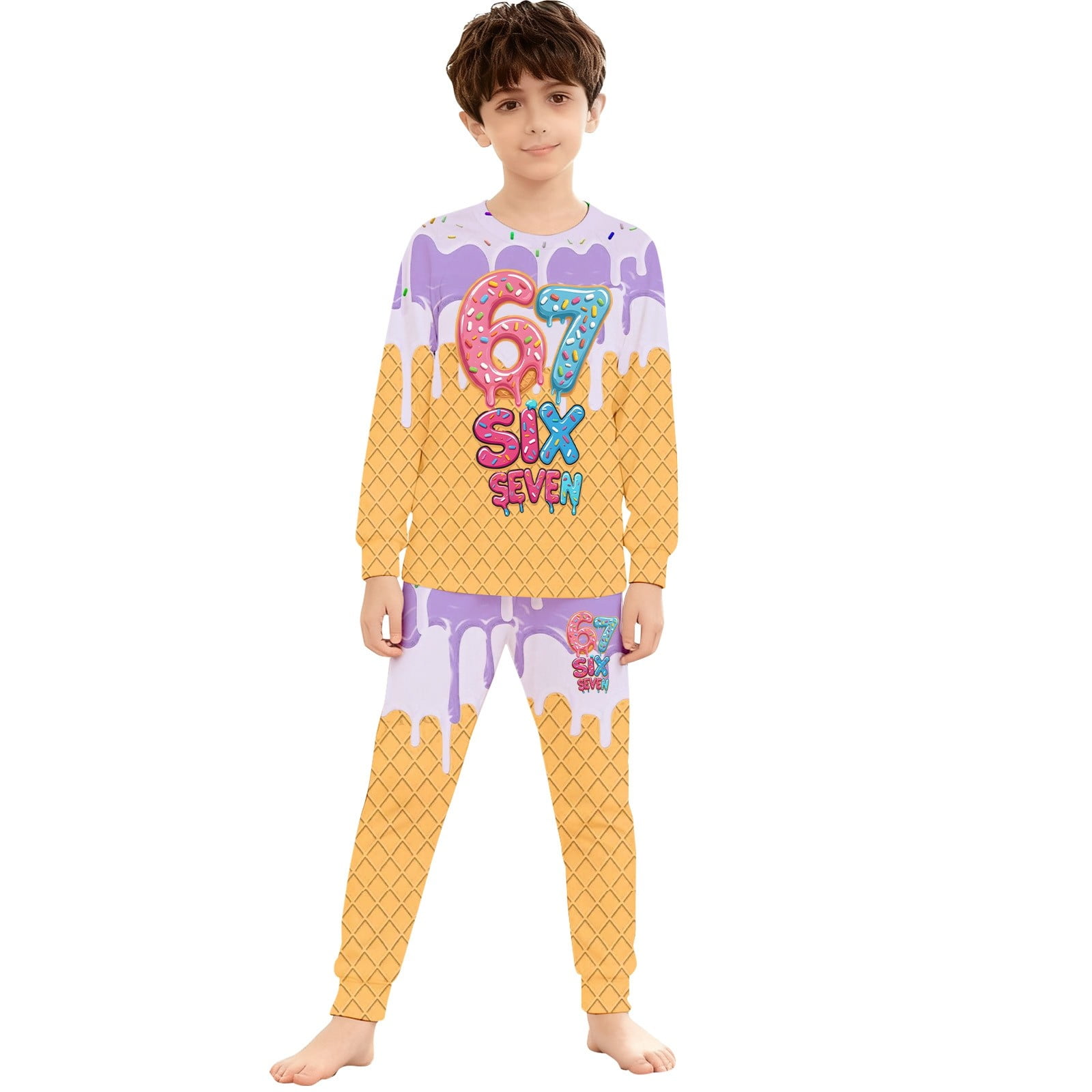 Shadoumai Uniesex Kids 67 2-Piece Outfit 6 7 Boys Girls Long Sleeve Top ...