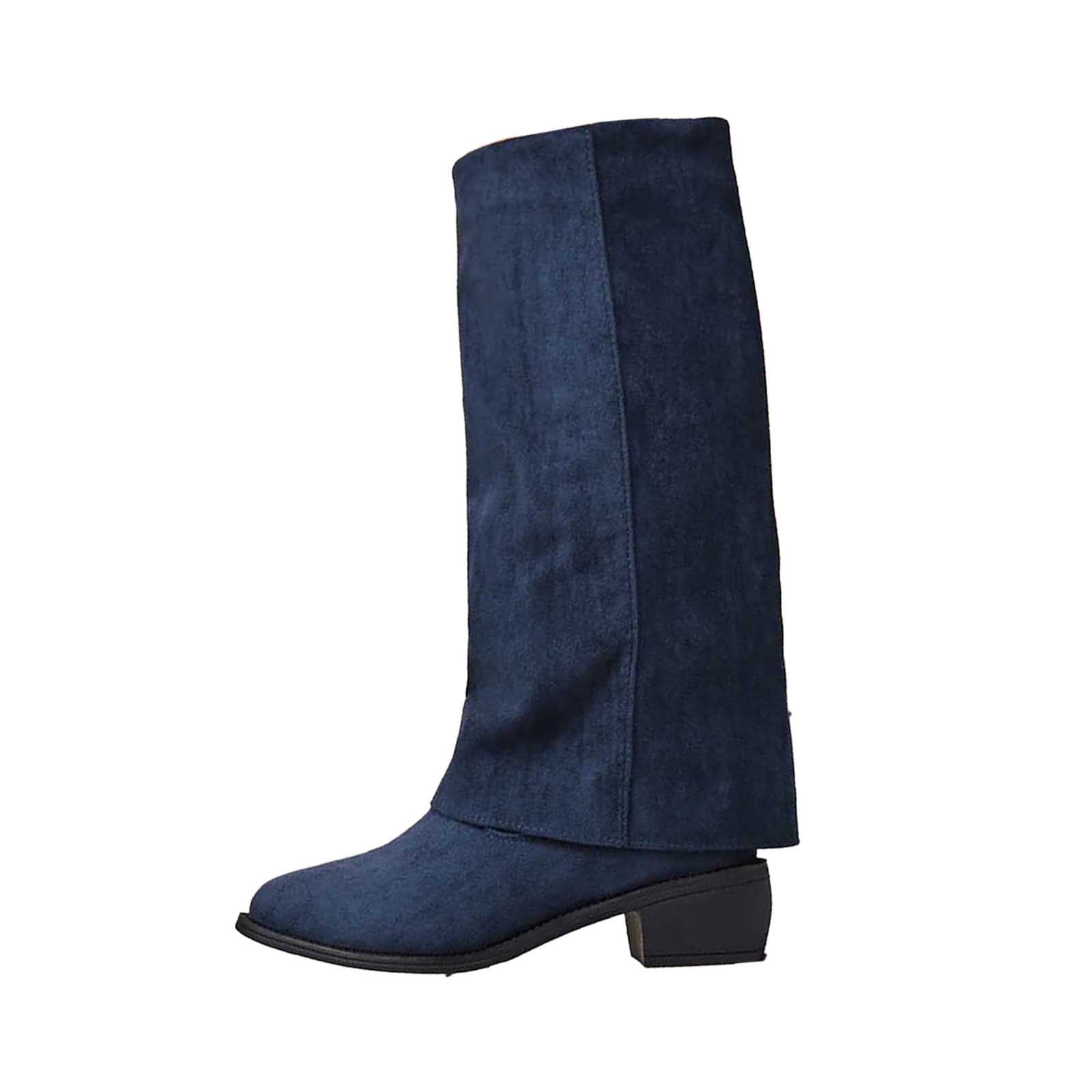 Shadoumai Women Slouchy Knee High Boots Casual Round Toe Pull On Riding ...