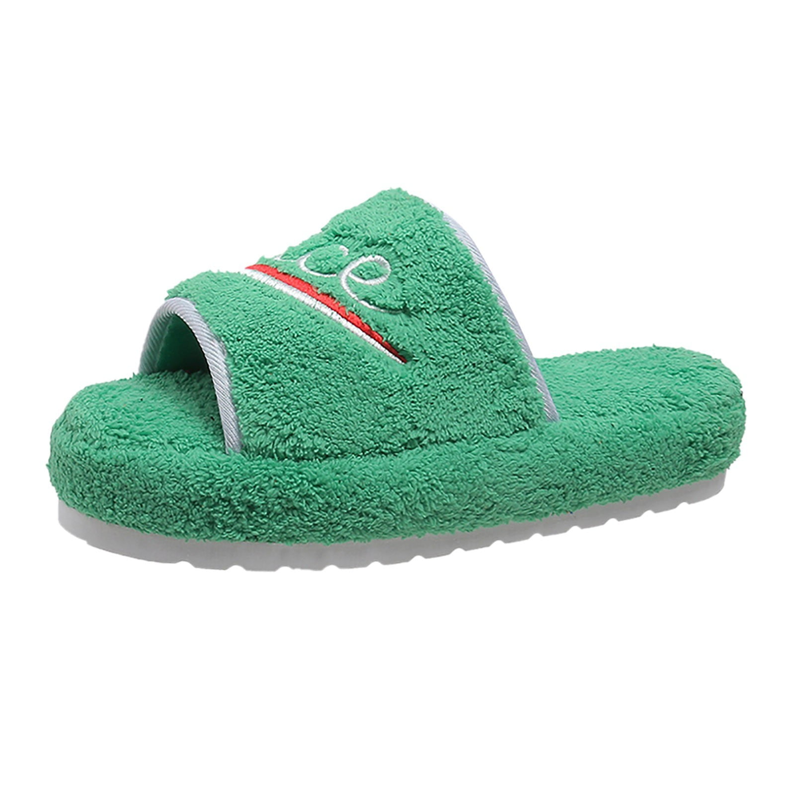 Shadoumai Womens letter print Slippers Flannel Soft House slipper ...