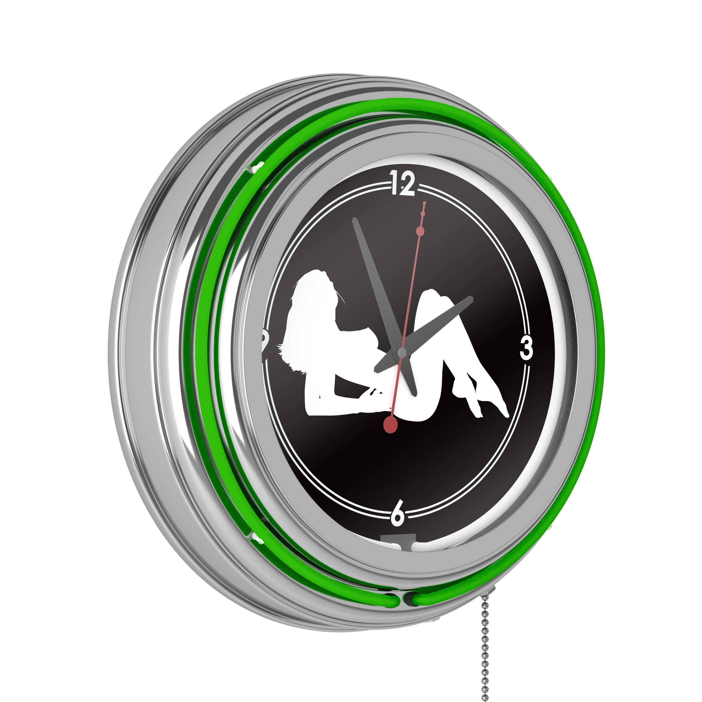 Shadow Babes A Series Retro Neon Analog Wall Clock with Pull Chain ...