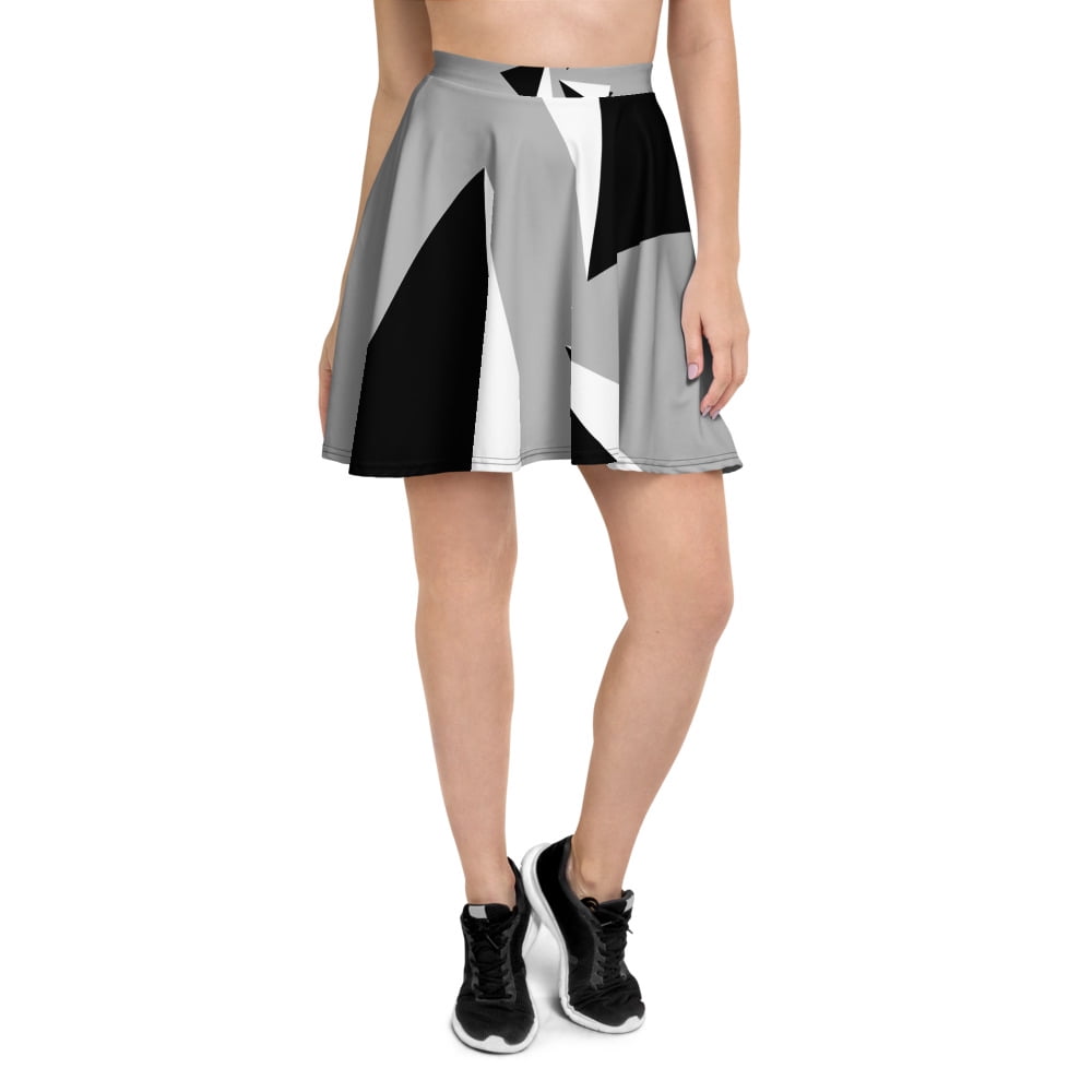 Shadow Blocks: Monochrome Abstract A-Line Skirt (XL) - Walmart.com