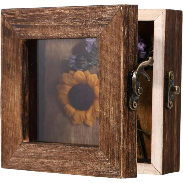 Shadow Box 3D Picture Frame Wood Display Case with Clear Acrylic Top ...