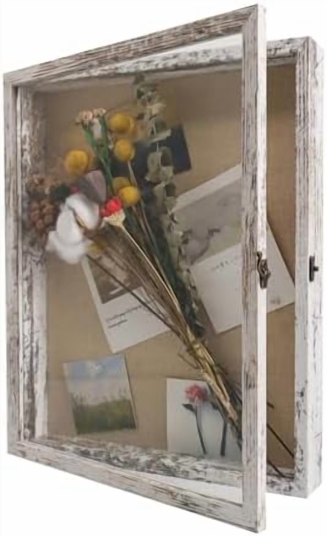 Shadow Box Frame 11x14 Display Case with Linen Back, Real Glass Window ...