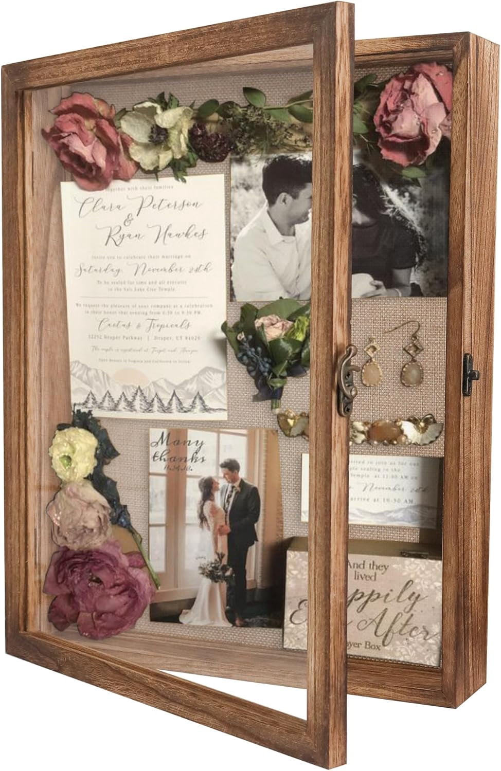 Shadow Box Frame 11x14 Display Case with Linen Back, Real Glass Window ...