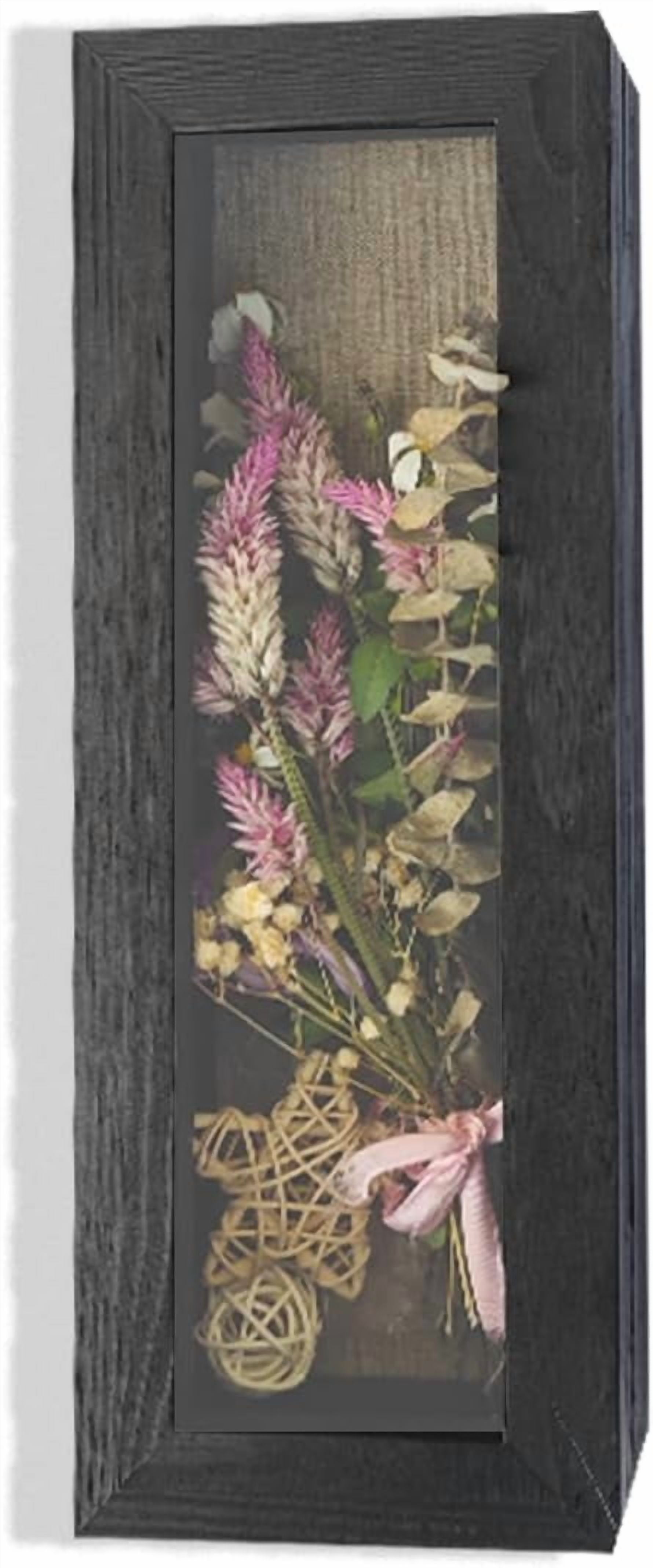 Shadow Box Frame 12.5" x 5" Solid Wood Display Case with Linen ...