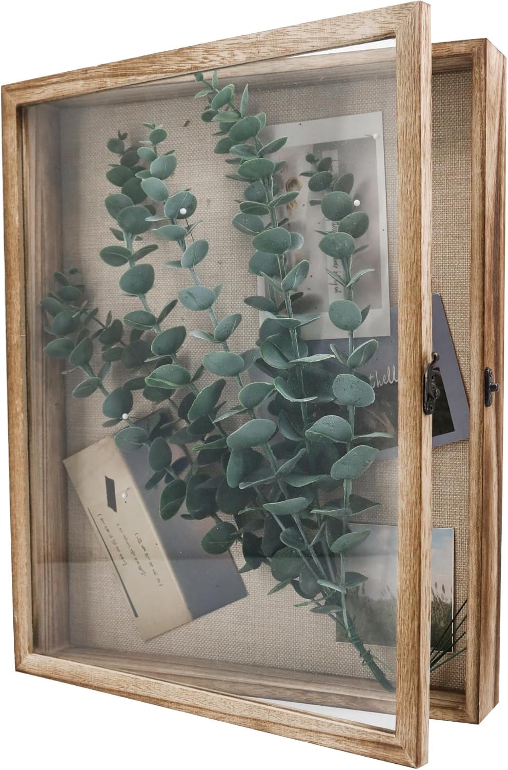 Shadow Box Frame 13x16 Display Case with Linen Back, Real Glass Window ...