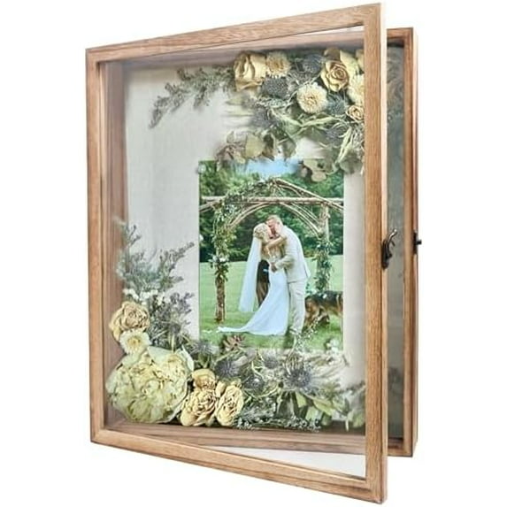 Shadow Box Frame 13x16 Display Case with Linen Back, Real Glass Window ...