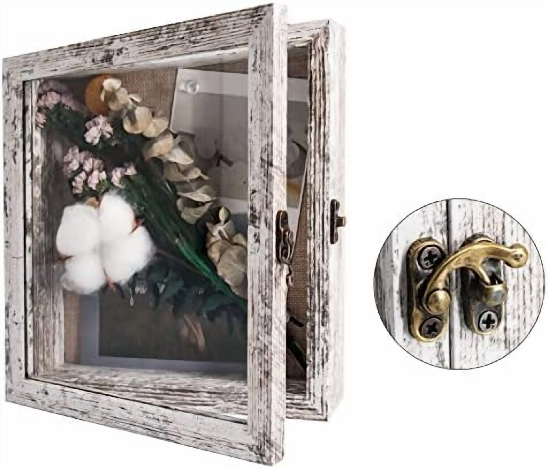 Shadow Box Frame 8x8 Display Case with Linen Back, Real Glass Window ...