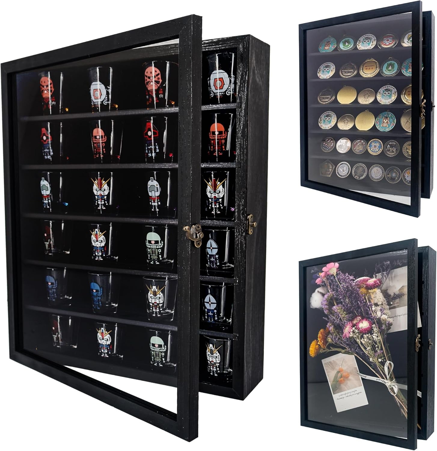 Shadow Box Frame Display Case 12x16 with Removable Shelves, Deep Memory Box Trinket Knick Knack ...