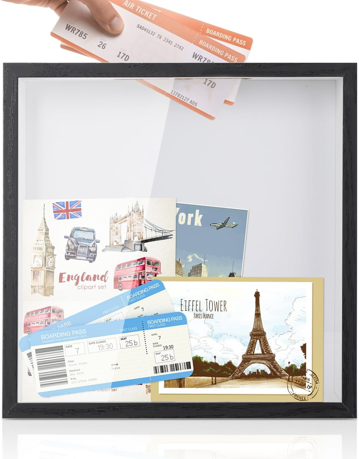 Shadow Box Frame Wood Deep Shadowbox with Glass Shadow Boxes Display ...