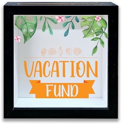 Shadow Box with Slots, Vacation Fund Boxes Frame 8x8 Inches Decorations ...
