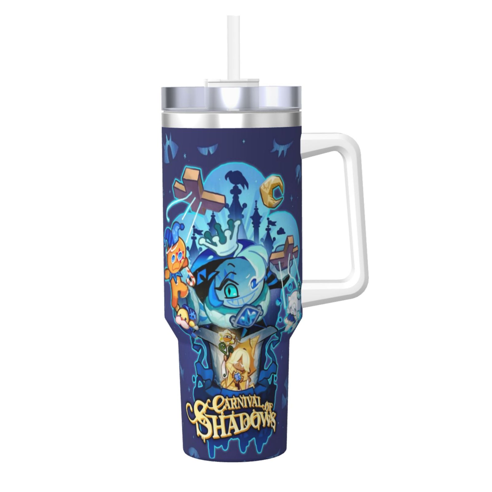 Shadow Milk Cookie 40 OZ Ice Bully Cup with Handle Straw, Double Wall ...