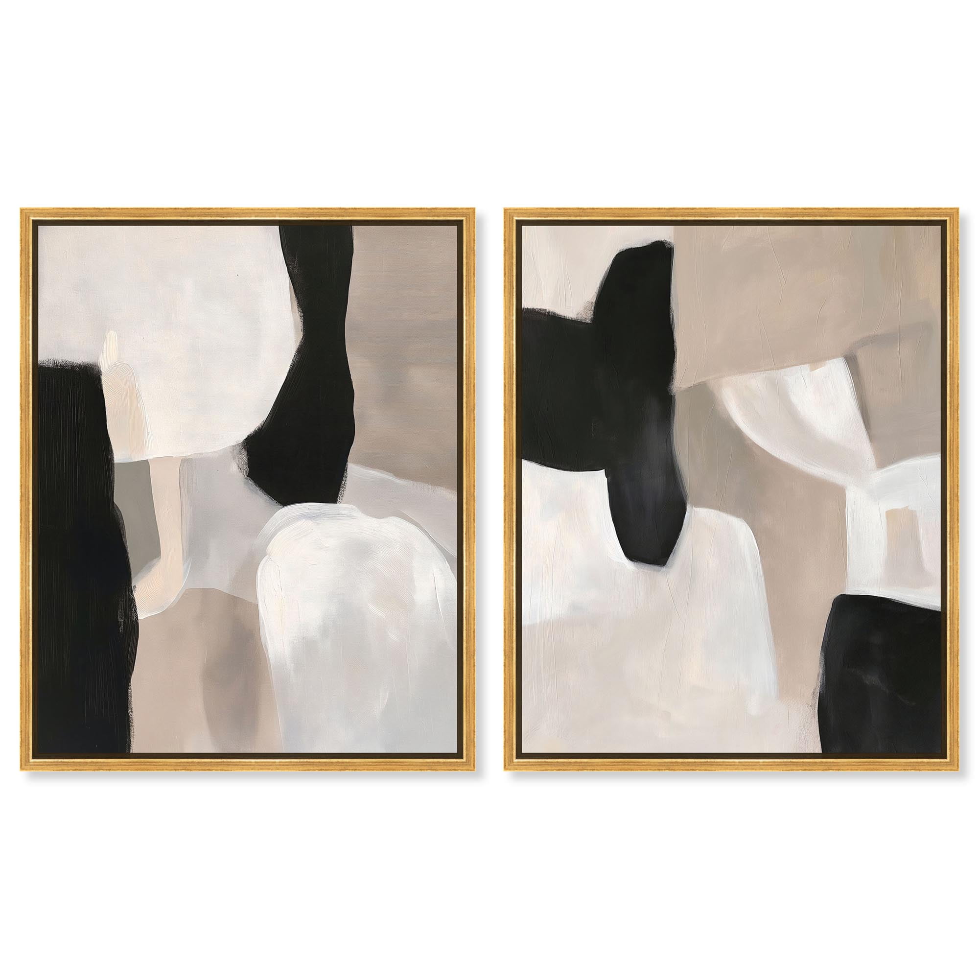 Shadow Play set Canvas Set of 2 Elegant Modern Art by Art Remedy, Gold ...