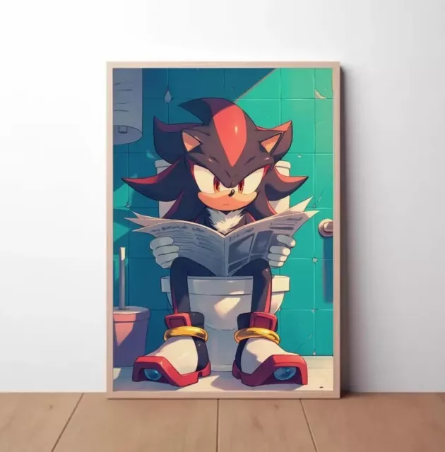 Shadow On Toilet Poster, Shadow Poster, Sonic Poster, Video Game Wall ...