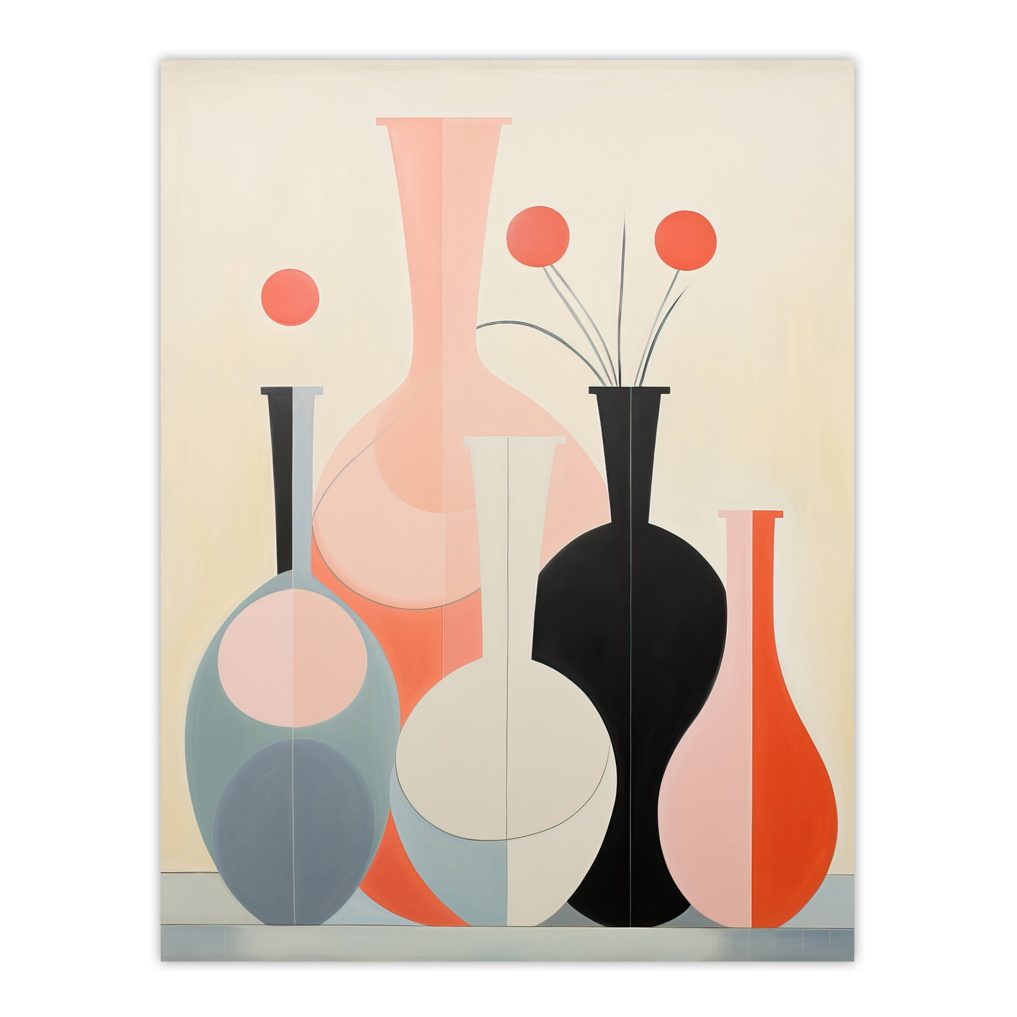 Shadow Vase Symmetry Coral Pink Stone Blue Pastel Colour Oil Painting ...