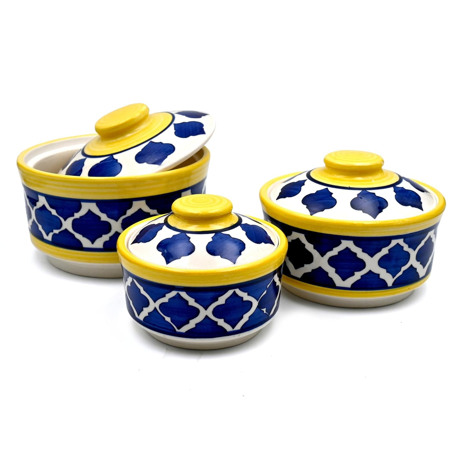 ShadowGreen Ceramic Serving Donga Set with Lid Gravy Donga Set Dinner ...