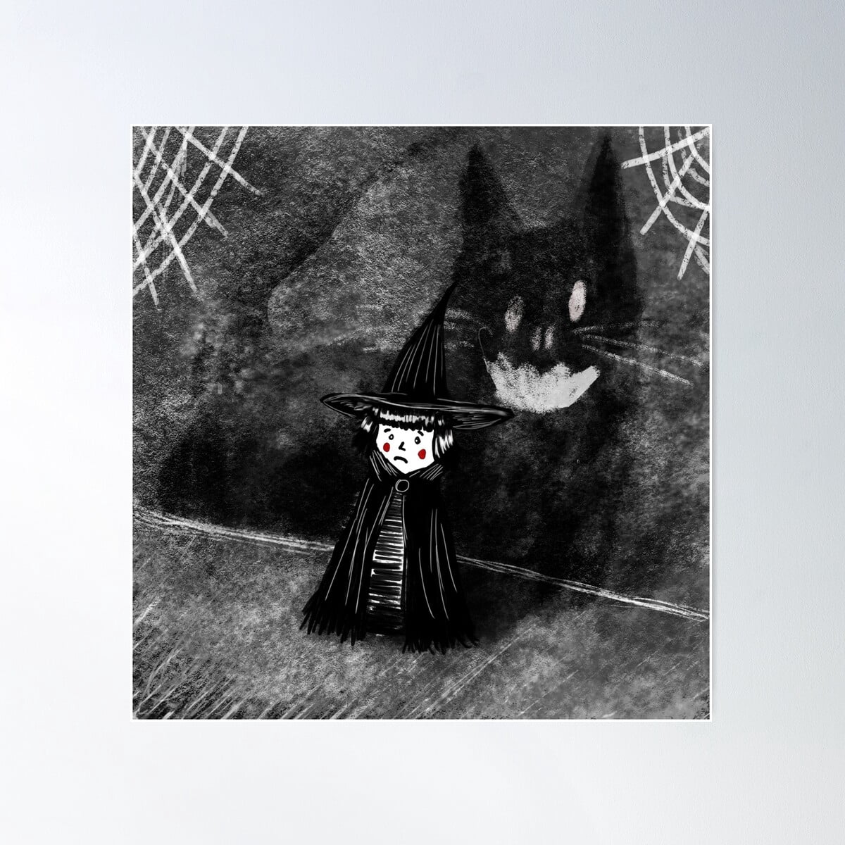 Shadowed Witch And Her Cat Poster Wall Art, Modern Wall Decor For ...
