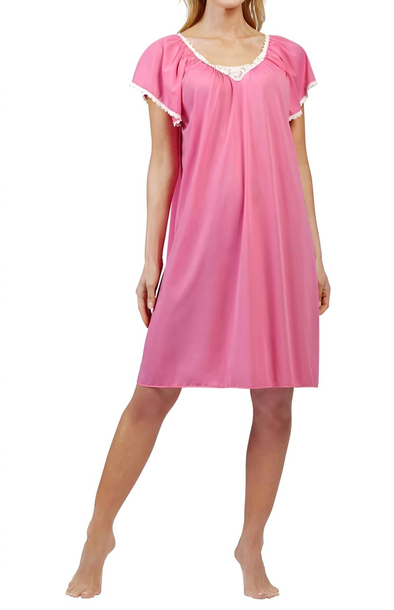 Shadowline Lingerie Cameo With Flutter Sleeve Short Nightgown - Walmart.com